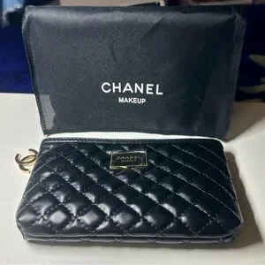 CHANEL | Bags | Chanel Black Quilted Cosmetic Case Makeup Pouch Gwp ...